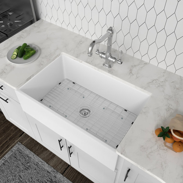 33 L x 18 W Apron Front Farmhouse Ceramic Kitchen Sink 10 Inch Deep ...